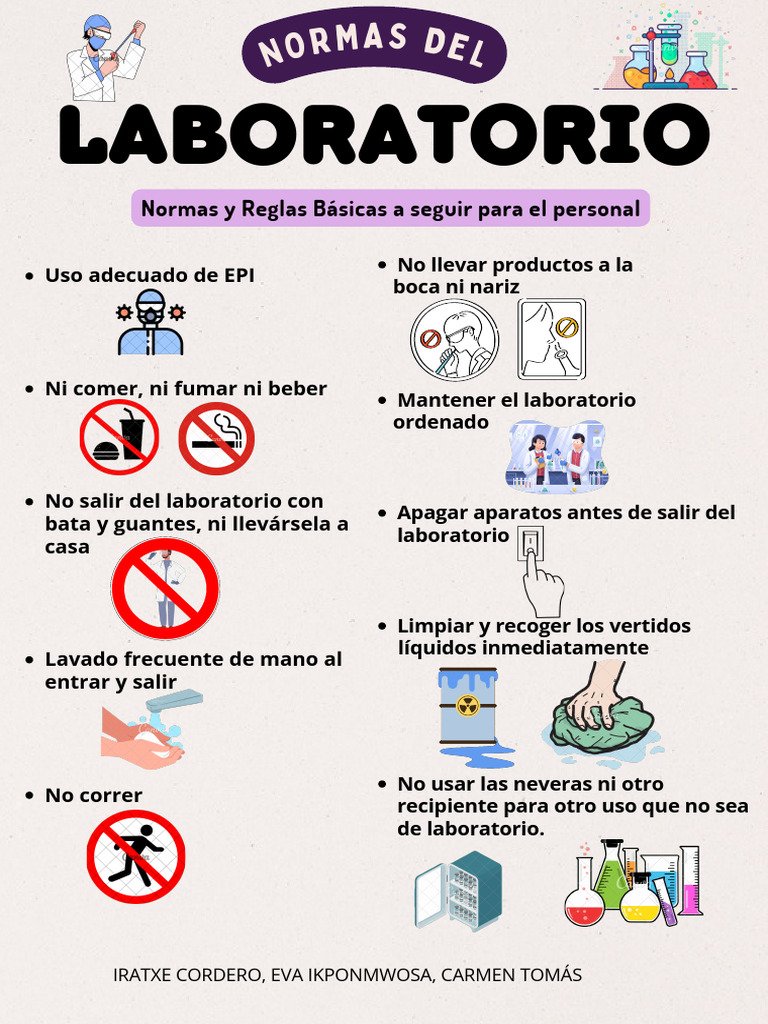 Cartel Póster Reglas Del Laboratorio Ilustrado Morado | PDF