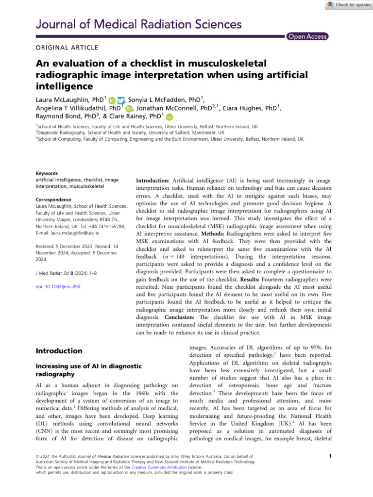 AI Checklist for MSK Image Interpretation | PDF | Artificial ...
