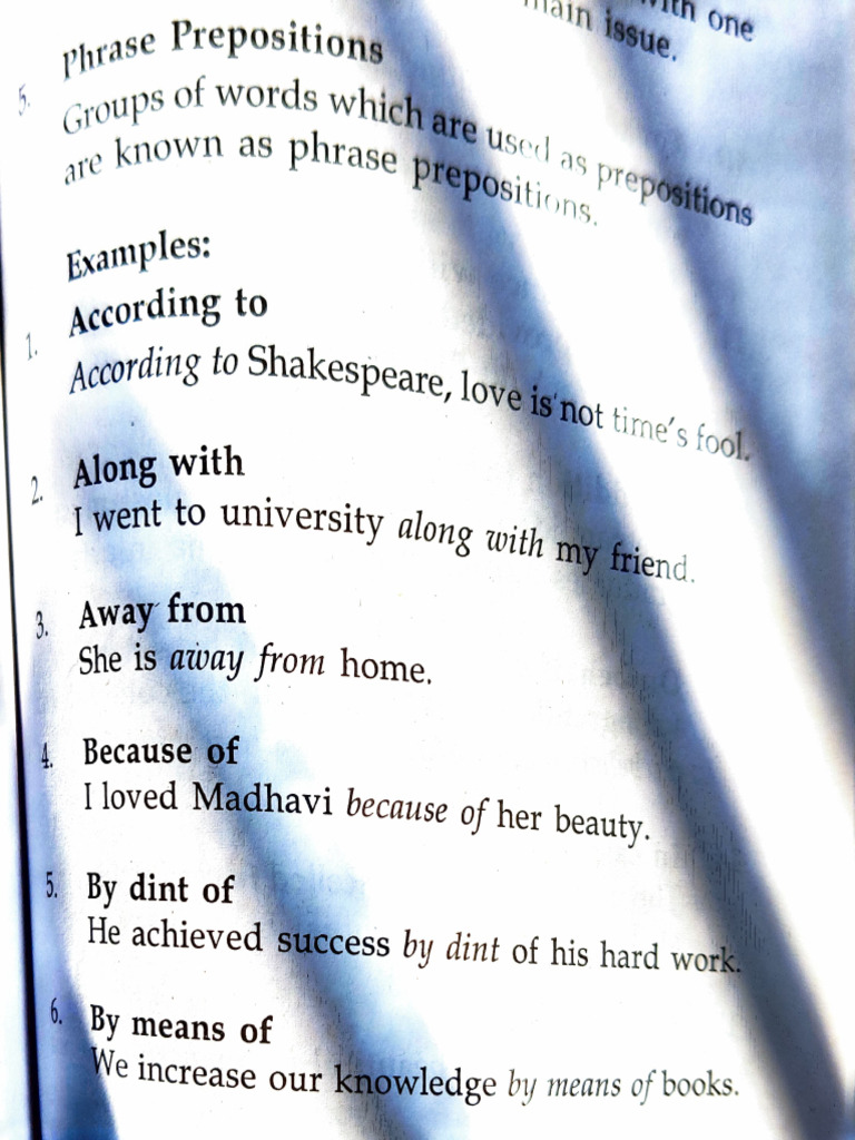 Phrase Prepositions List & Examples | PDF | Linguistics | Preposition ...