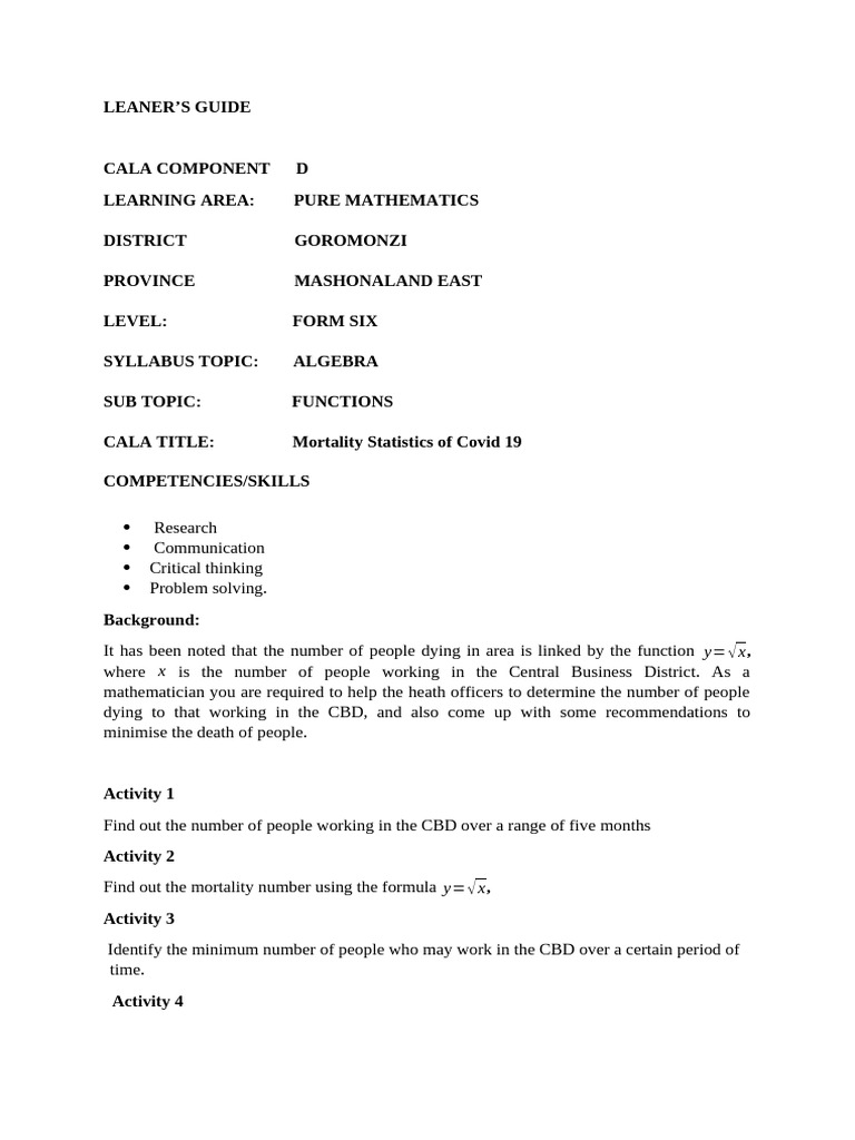 CALA COMPONENT DD | PDF | Function (Mathematics) | Numbers
