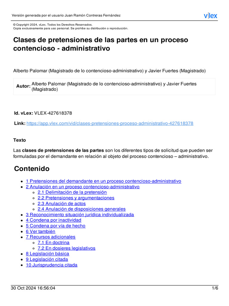 Clases de Pretensiones en Procesos Contenciosos | PDF | Jurisdicción ...