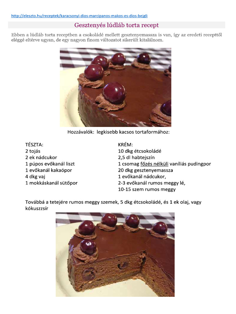 Gesztenyés Lúdlábtorta | PDF