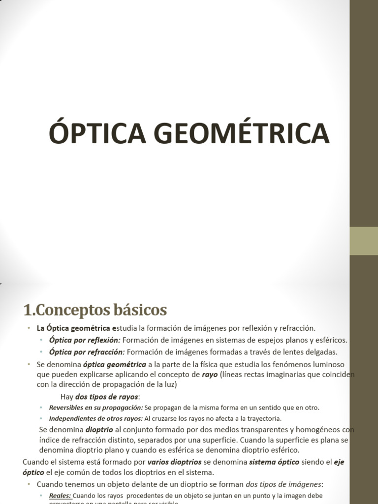 Fundamentos de Óptica Geométrica | PDF | Óptica | Espejo