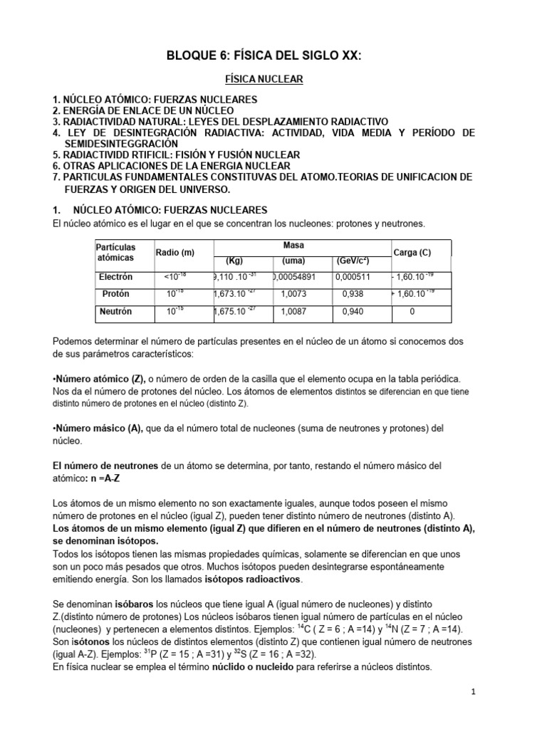 Boque 6 Fisica Del Sigloxx Fisica Nuclear | PDF | Desintegración ...