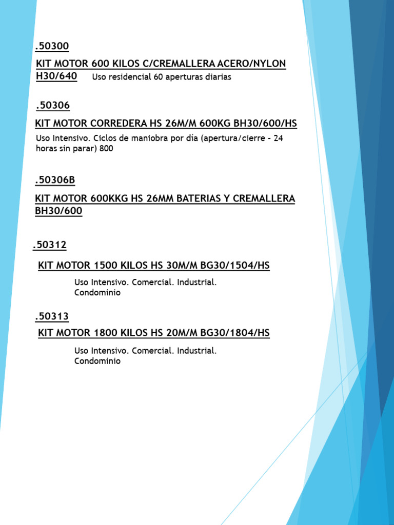 Kit Motor Corredora 600 Kilos Automático | PDF | Engranaje | Motores