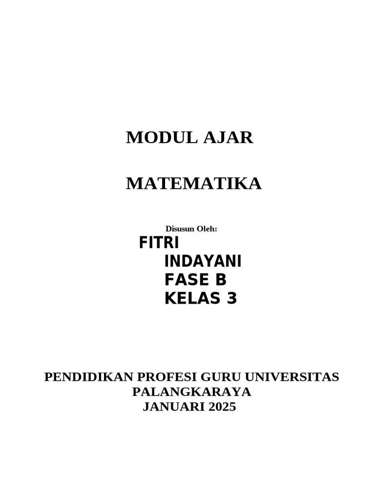 modul ajar kelas 3 mtk FITRI | PDF