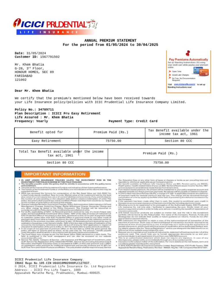 ICICI 22-23 Slip | PDF