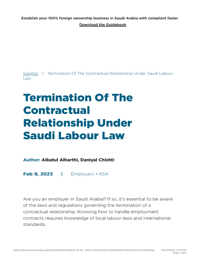TASC 80' of Saudi Labor Law | PDF | Employment | Labour Law