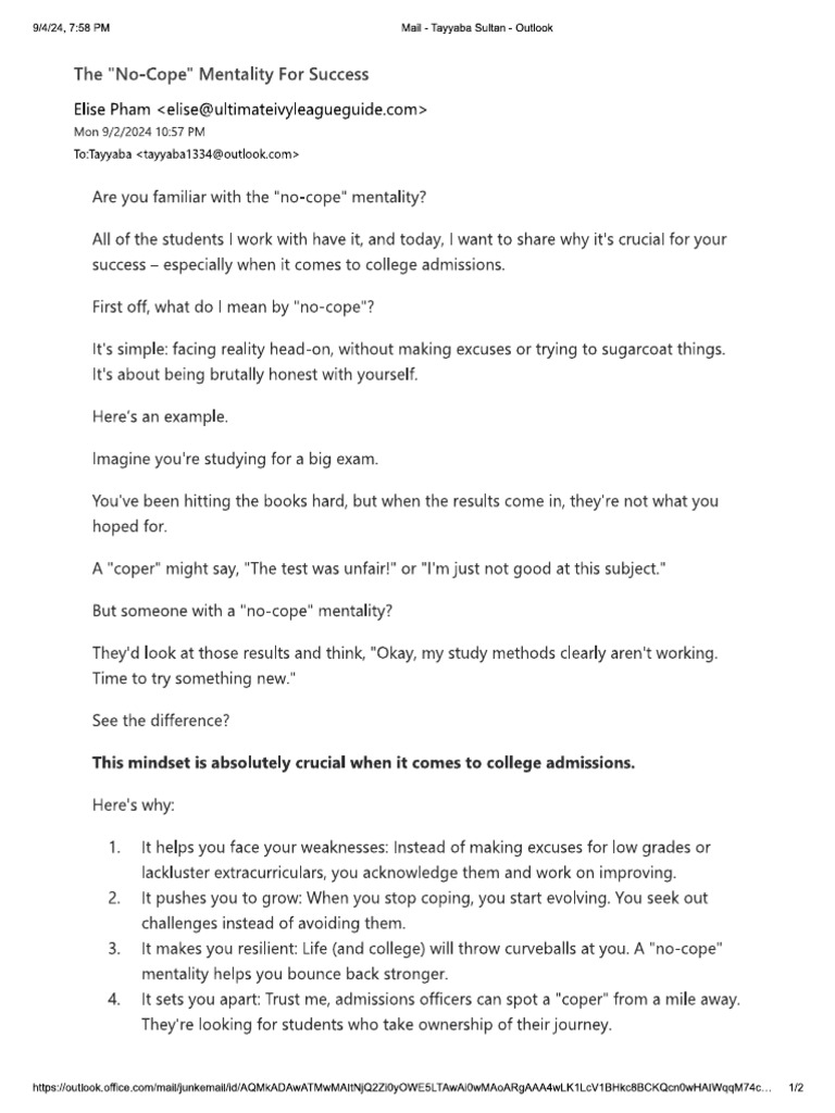 Elise Pham No Cope Mentality | PDF