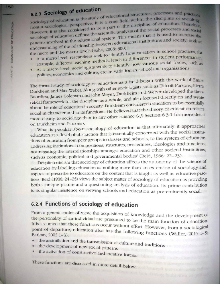 3 Functions of Sociology of Education | PDF