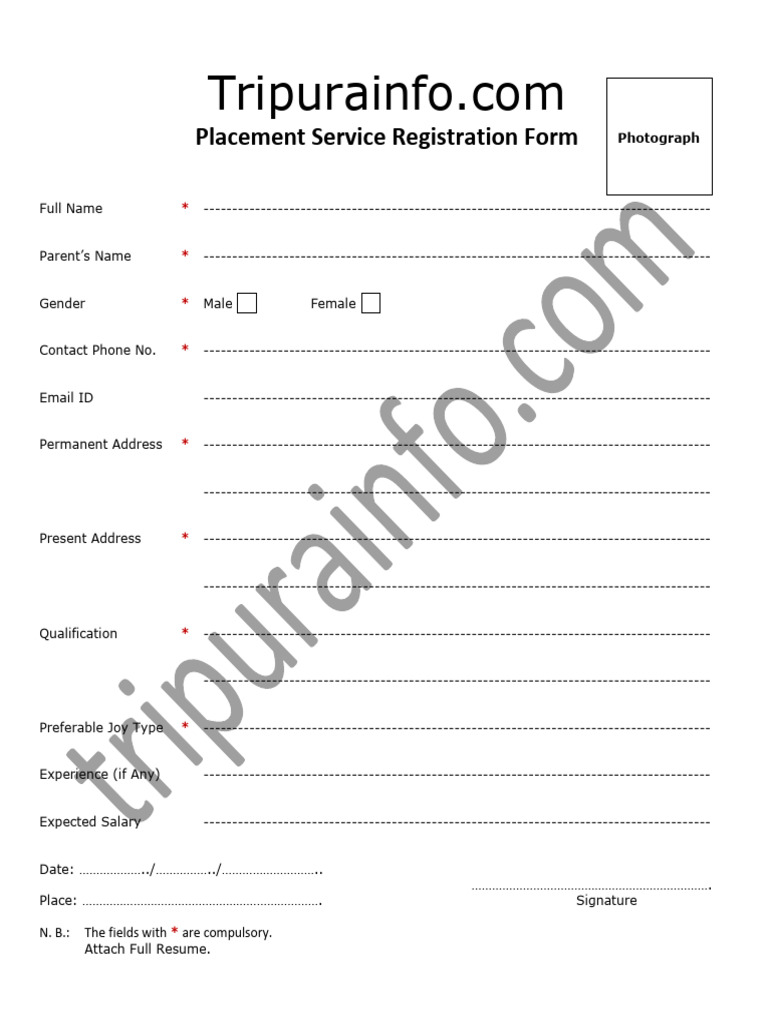 Tripurainfo Placement Service Registration Form | PDF