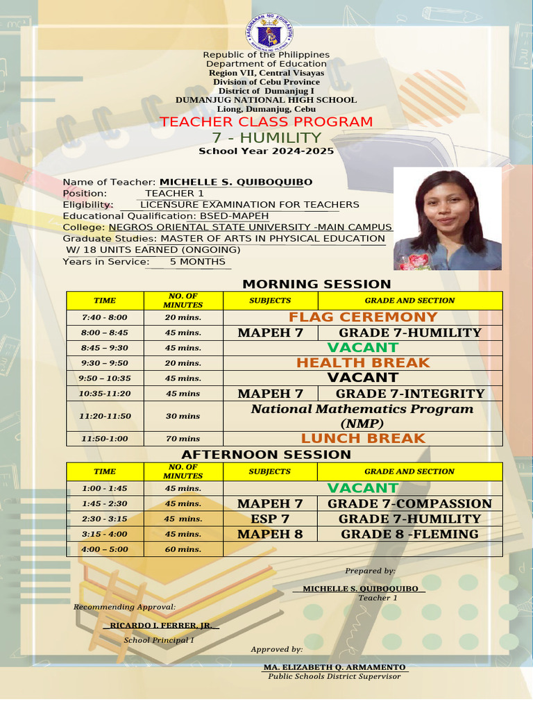HUMILITY CLASS PROGRAM | PDF | Vocational Education | Qualifications