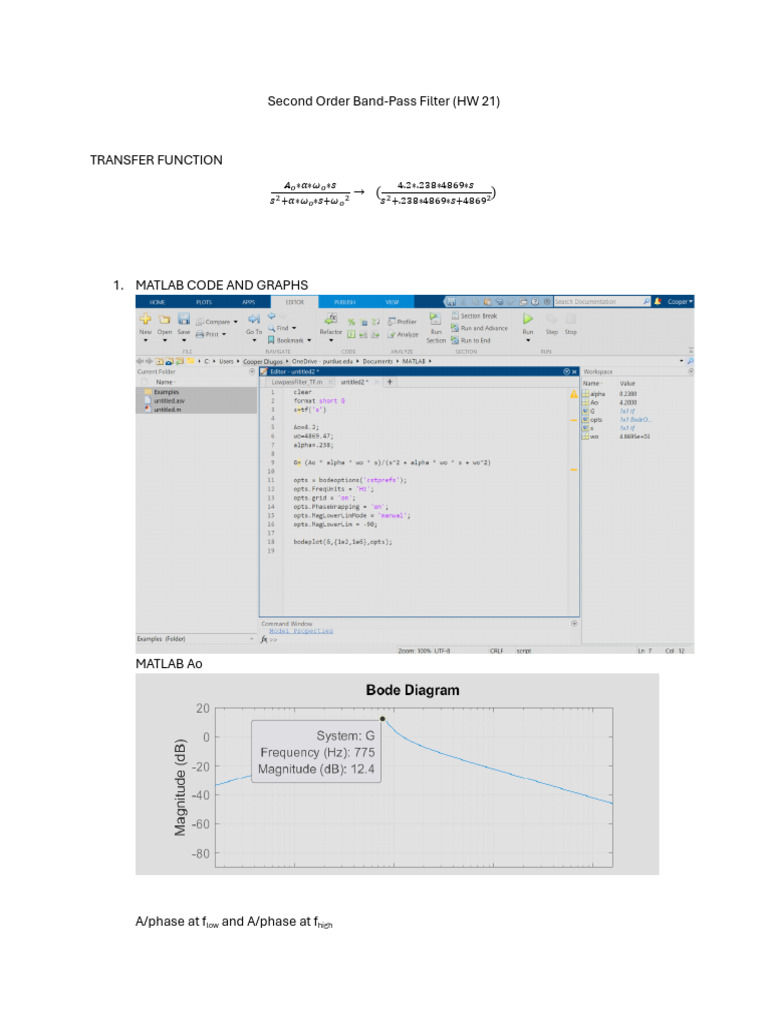 Second Order Band-Pass Filter Analysis | PDF