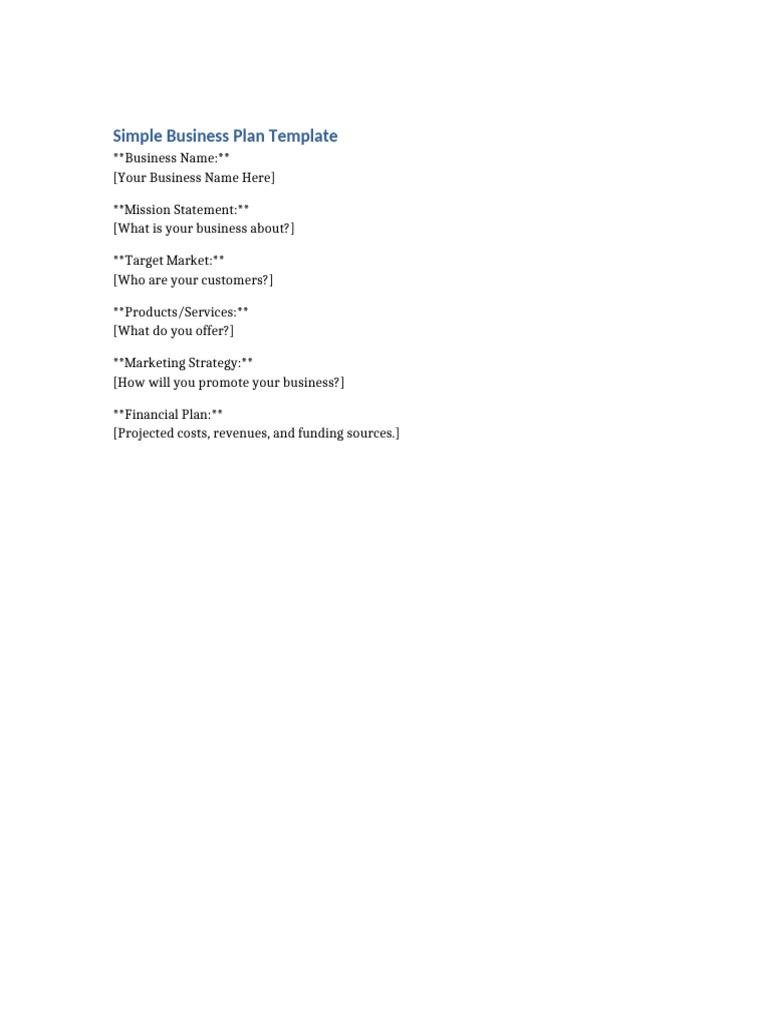 Simple Business Plan Template | PDF