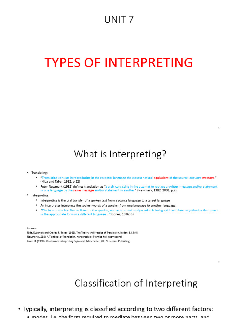 UNIT 7 Types of Interpreting | PDF | Language Interpretation | Translations