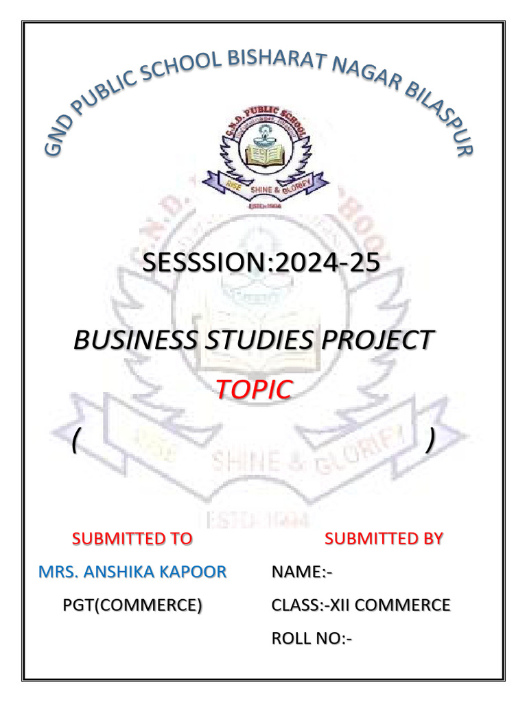 Business Project Front Page | PDF