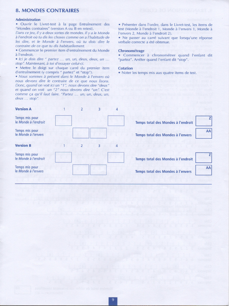 Cahier de Passation 9 11 | PDF