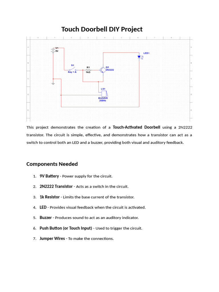 Touch Doorbell DIY Project | PDF | Transistor | Switch