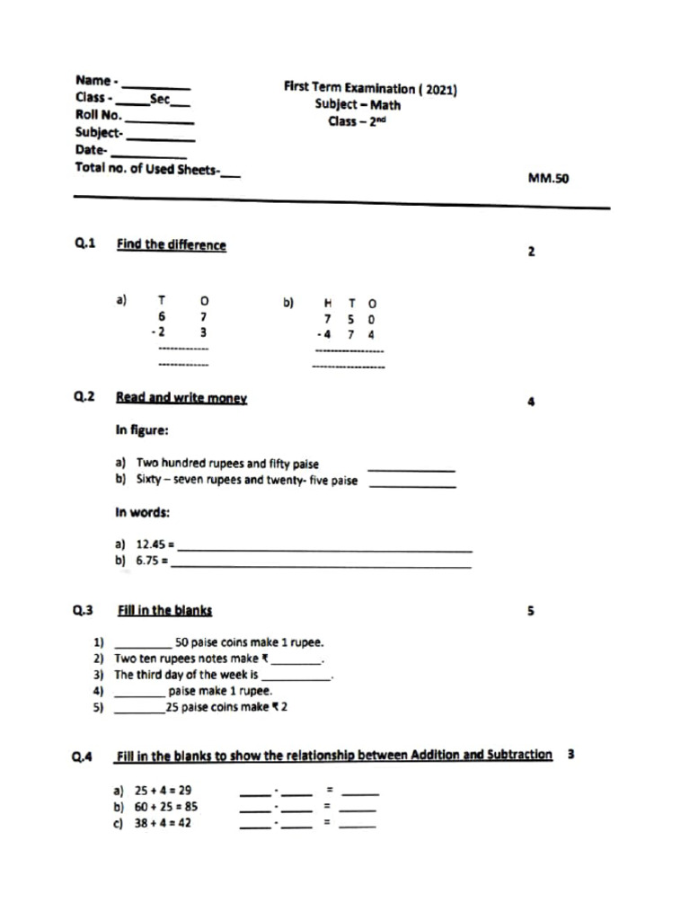 Maths 2nd Term | PDF