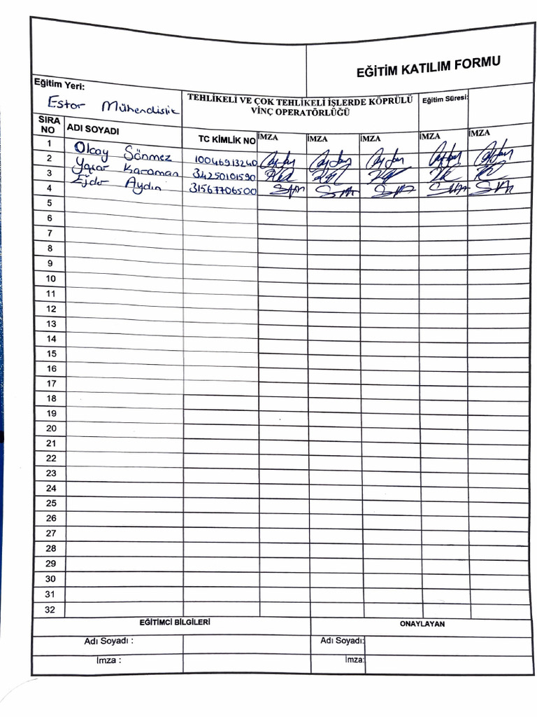 Eğitim Katılım Formu | PDF
