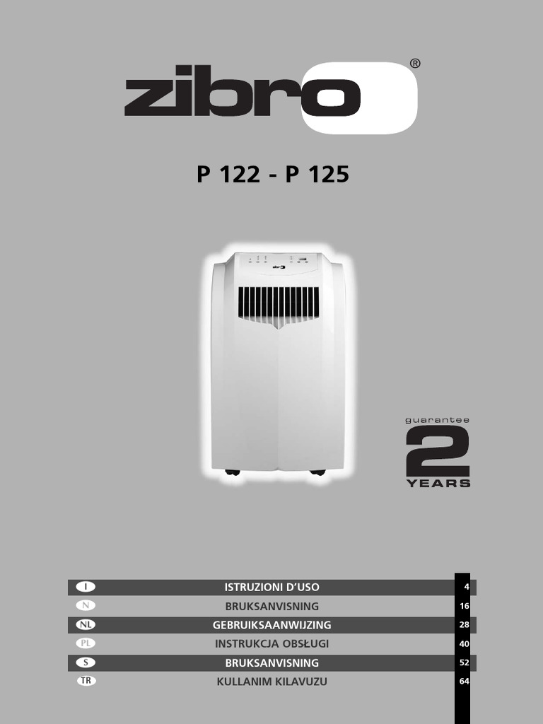 Airco Zibro P122 Gebruiksaanwijzing | PDF