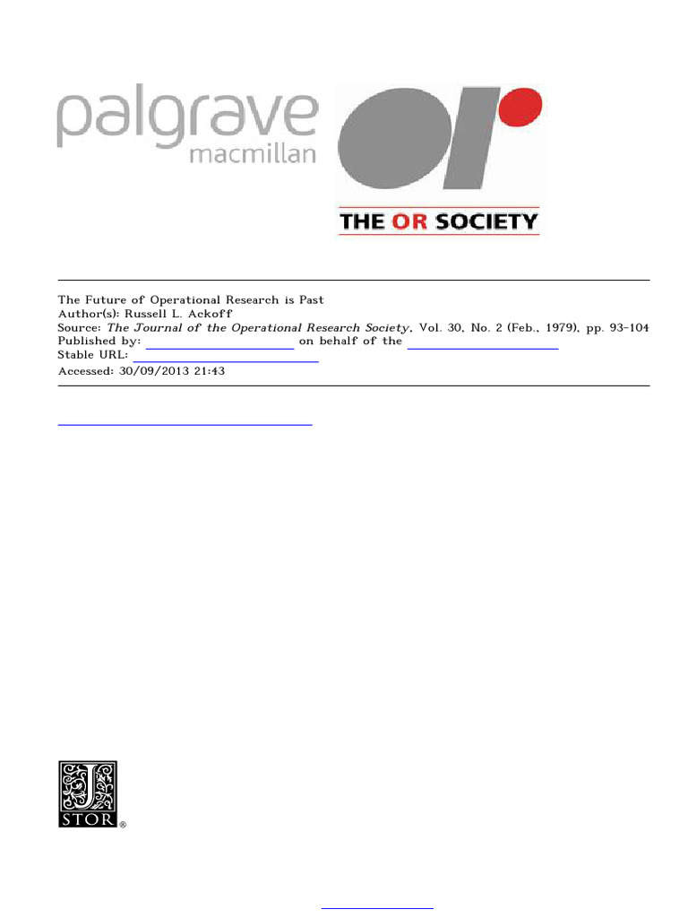 (P) ACKOFF 1979 - The Future of Operational Research | PDF ...