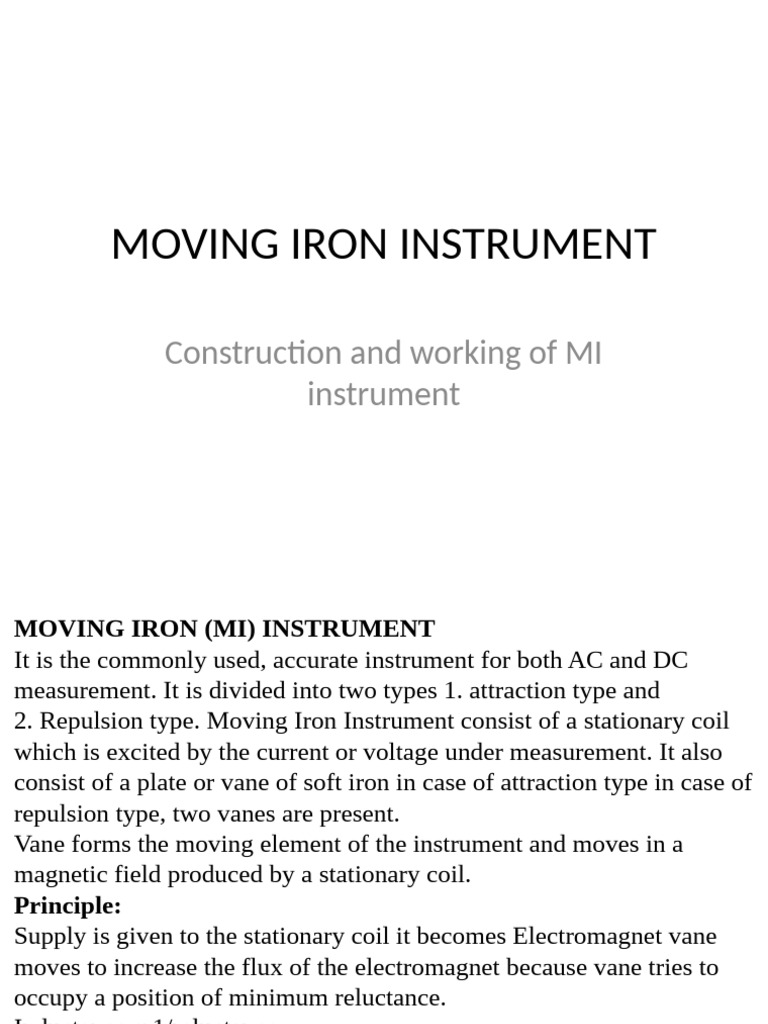 Moving Iron Instrument Guide | PDF