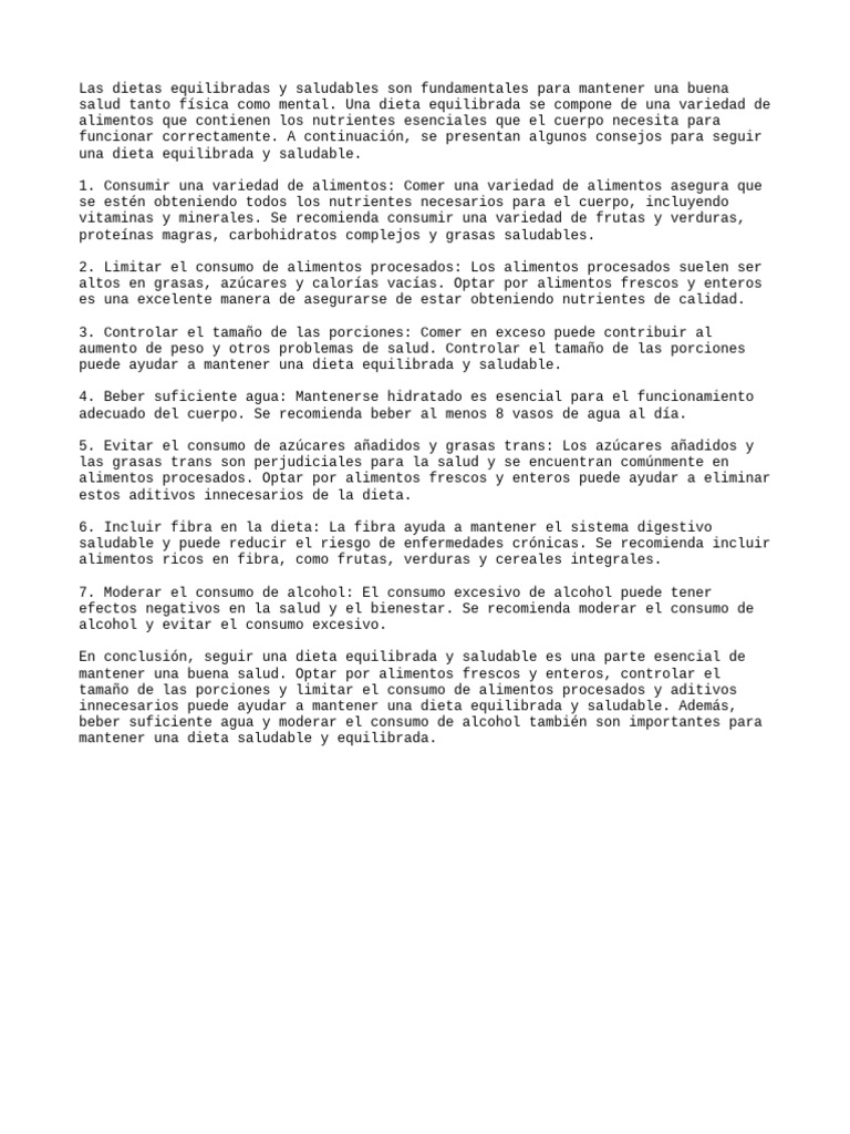 Consejos para una Dieta Saludable | PDF