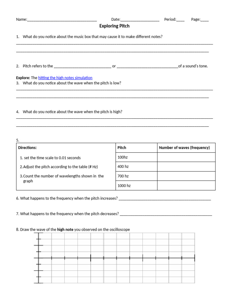 Exploring Pitch (Lesson 5) | PDF | Pitch (Music) | Frequency
