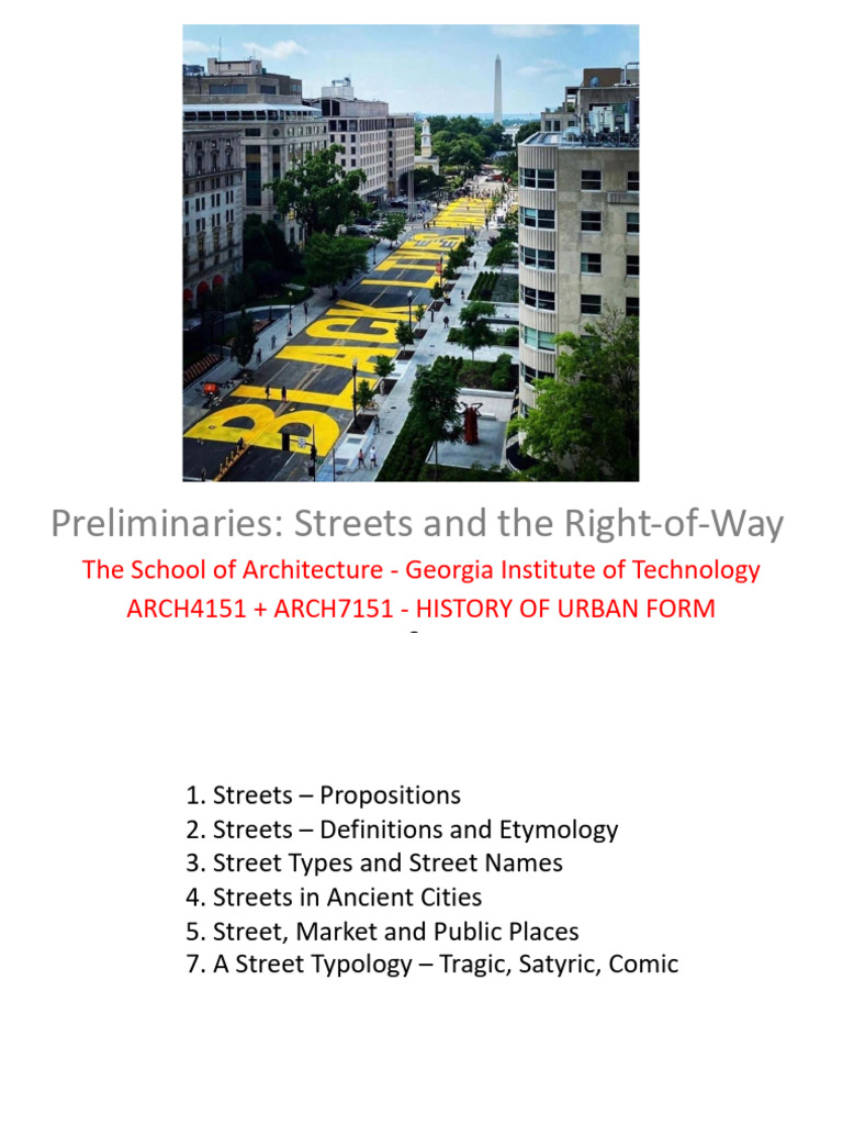 2024 Spring Lecture 3 - Streets and The Right-Of-Way | PDF