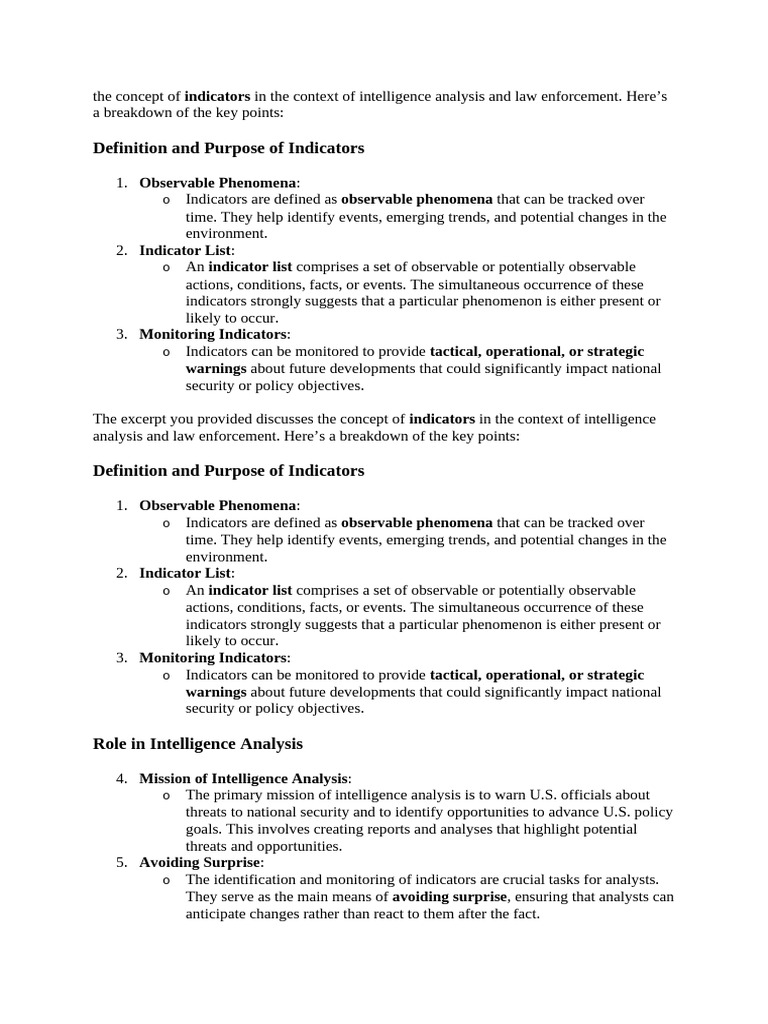 The Concept of Indicators in The Context of Intelligence Analysis and ...