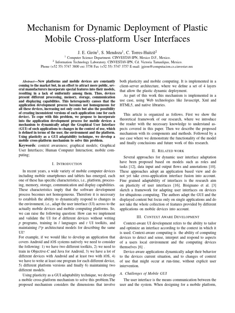 Mechanism For Dynamic Deployment of Plastic Mobile Cross-Platform User ...