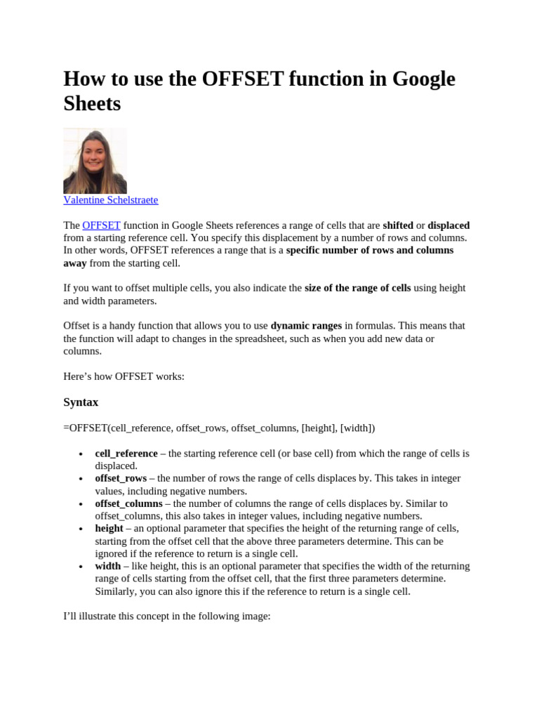 How To Use The OFFSET Function in Google Sheets | PDF | Spreadsheet ...