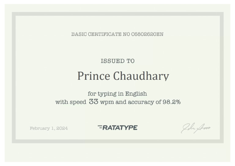 Google Typing Certificate | PDF
