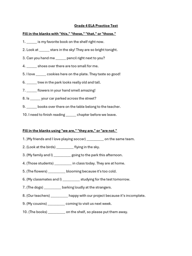 Grade 4 ELA Practice Test | PDF