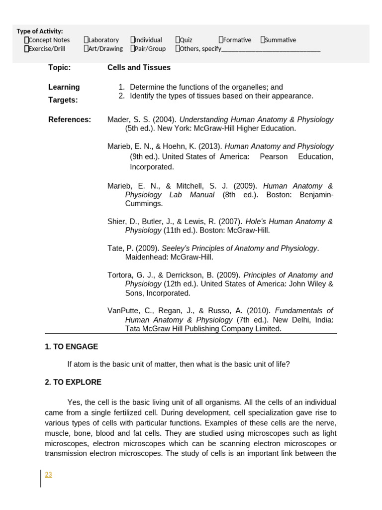 Module-4-Anatomy - Cells and Tissues | PDF | Epithelium | Endoplasmic Reticulum
