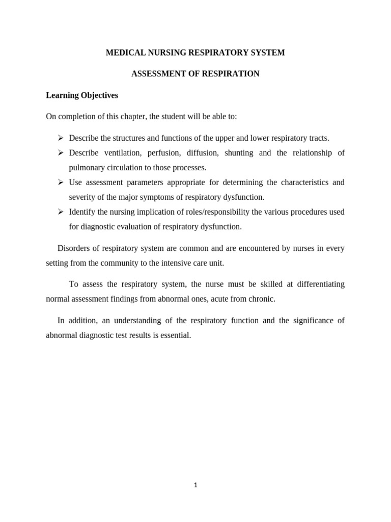 Respiratory System Nursing Assessment | PDF | Lung | Respiratory System