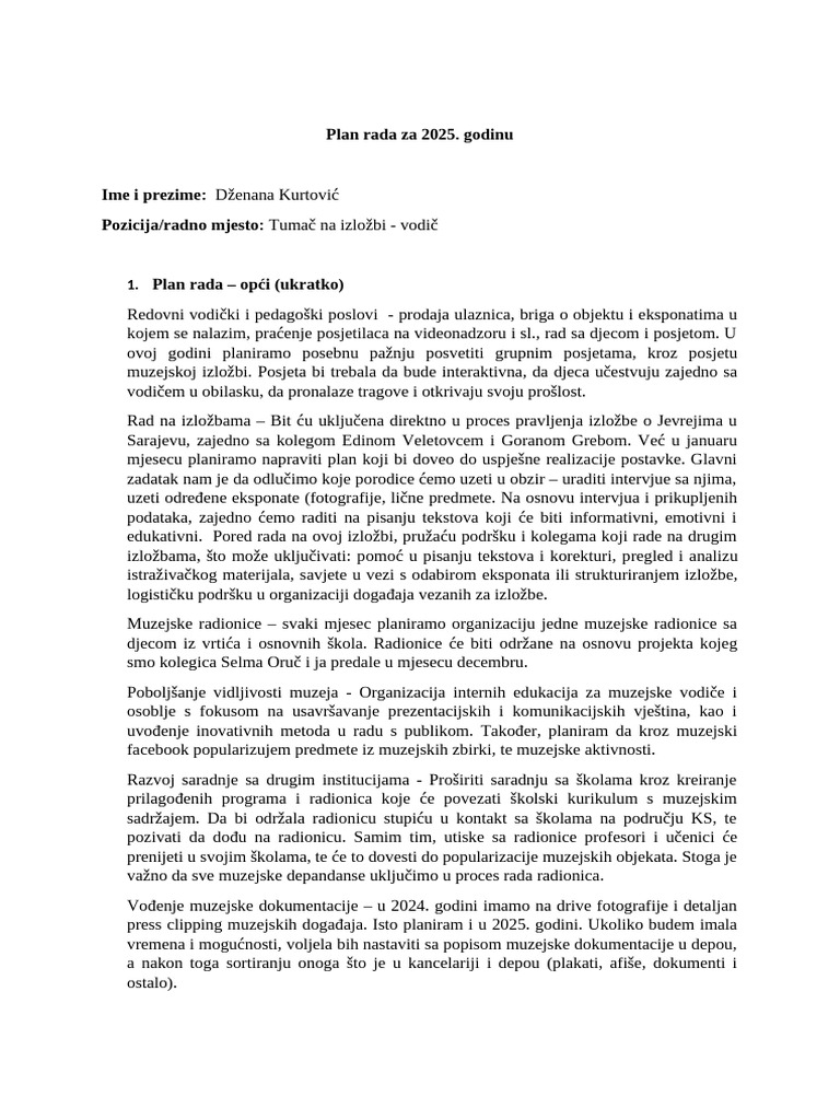 Plan Rada Za 2025 God | PDF