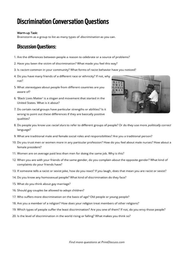 Discrimination Discussion Questions | PDF