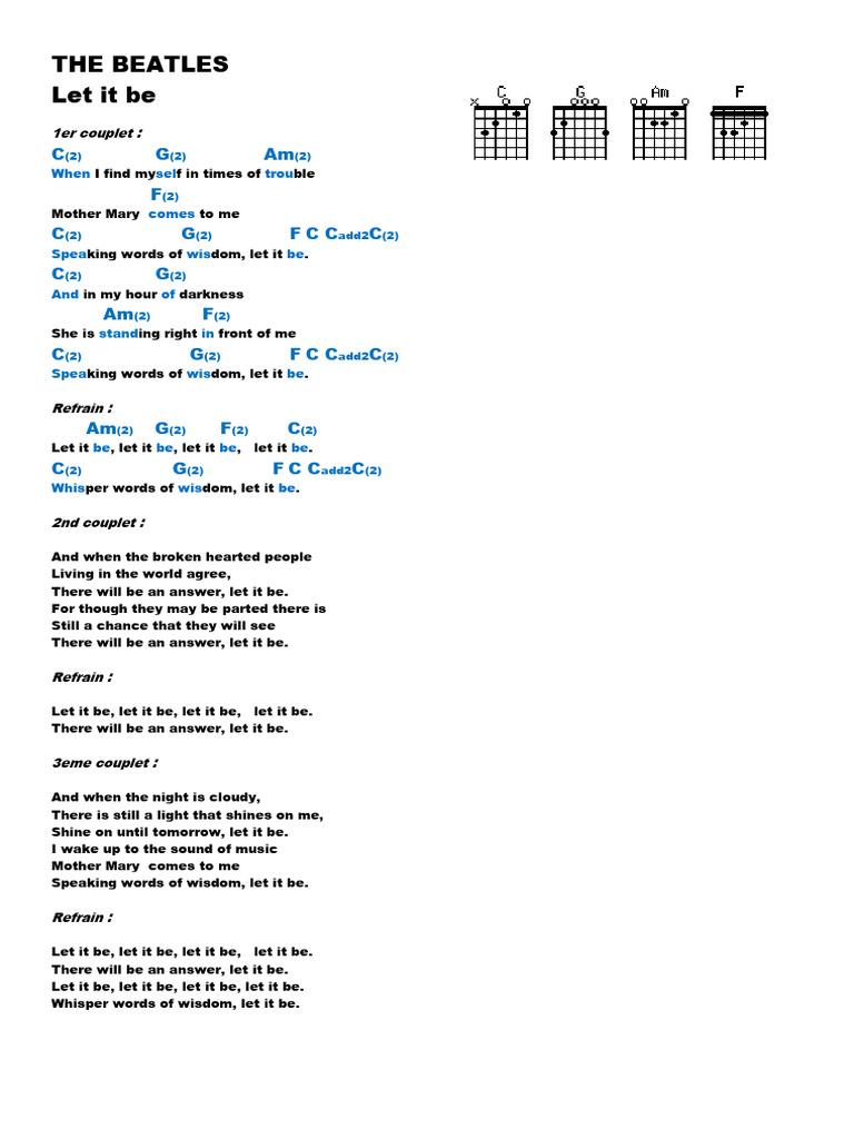 The Beatles "Let It Be" Lyrics | PDF