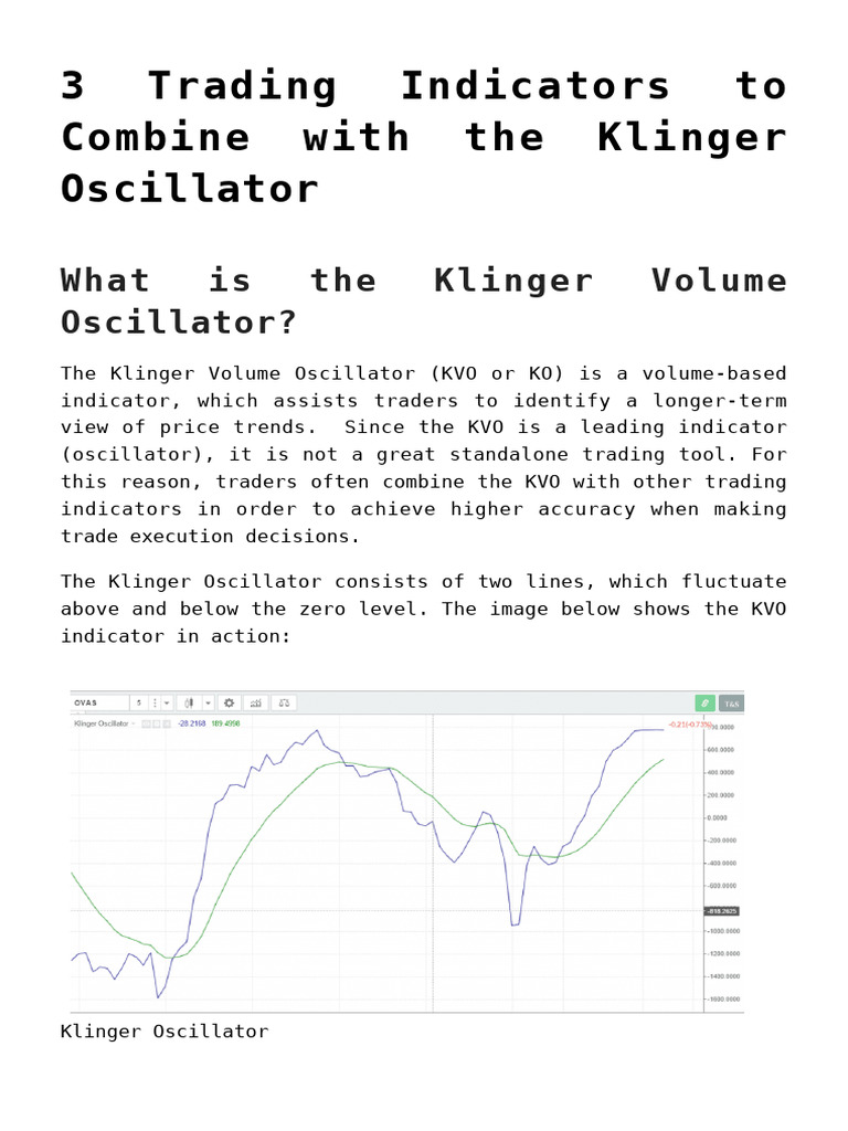 Klinger Volume Oscillator Trading Guide | PDF | Market Trend