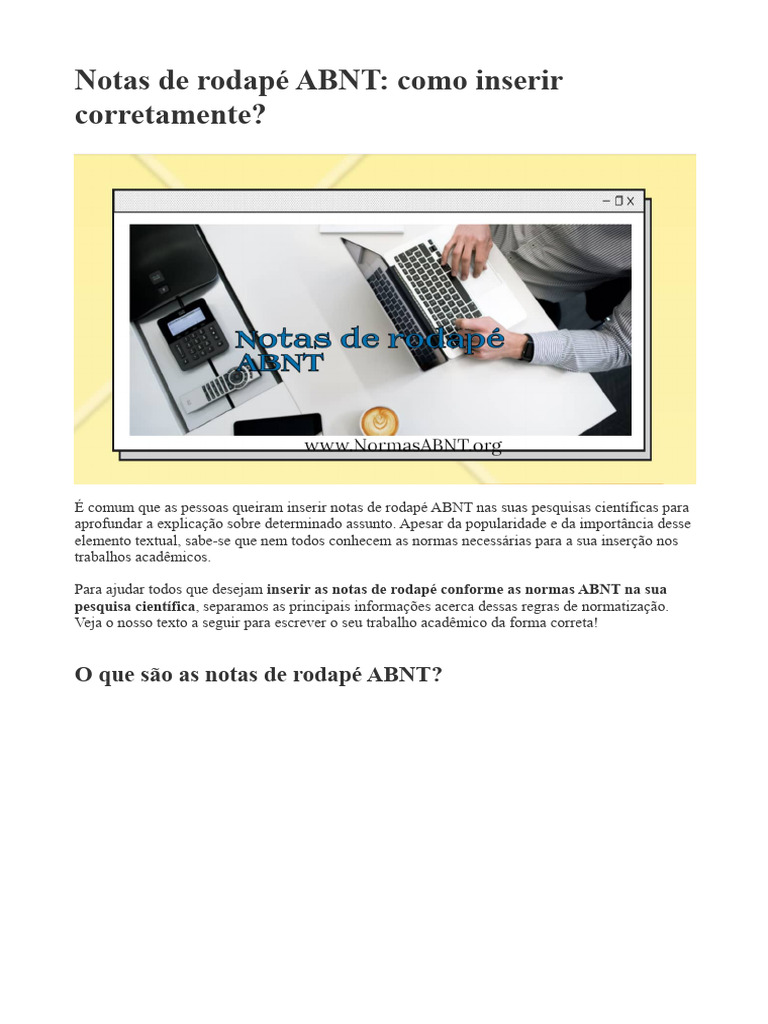 Notas de Rodapé ABNT_ Como Inserir Corretamente | PDF | Método ...