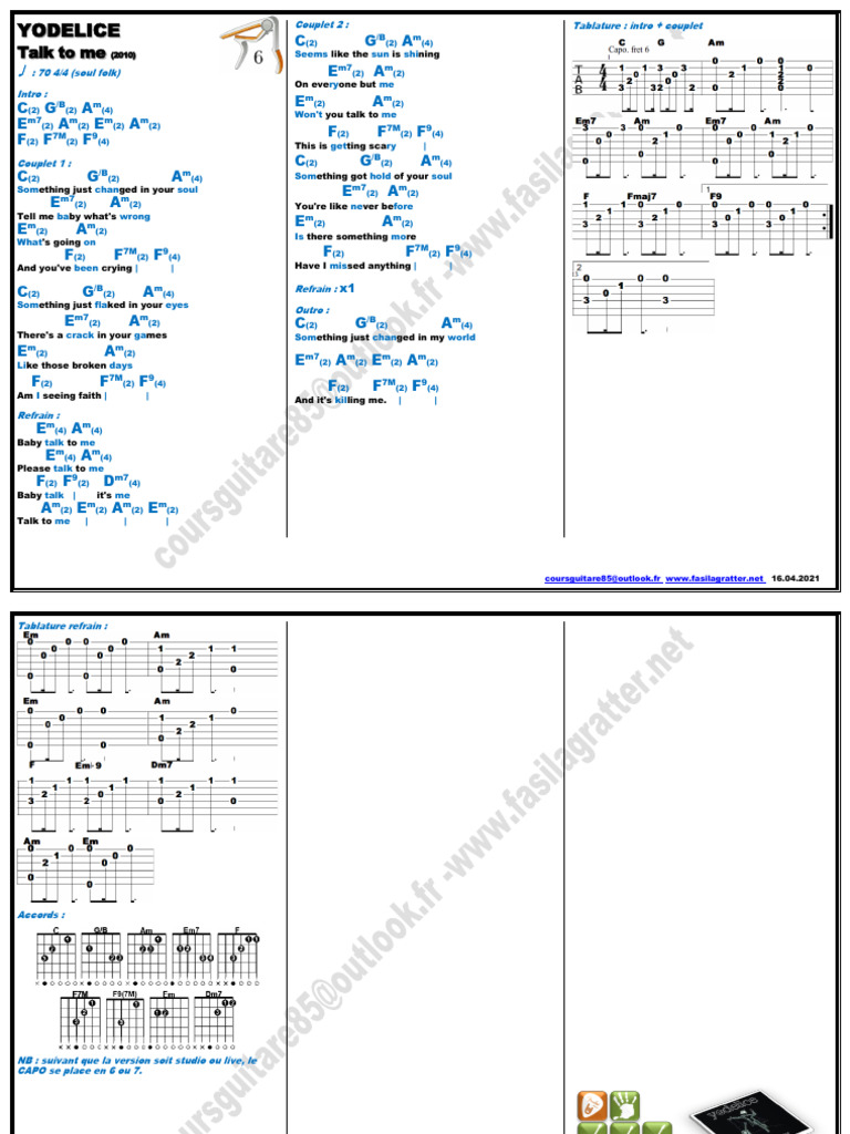 Yodelice: Talk to Me Chords & Tabs | PDF | Musicology | Musical ...