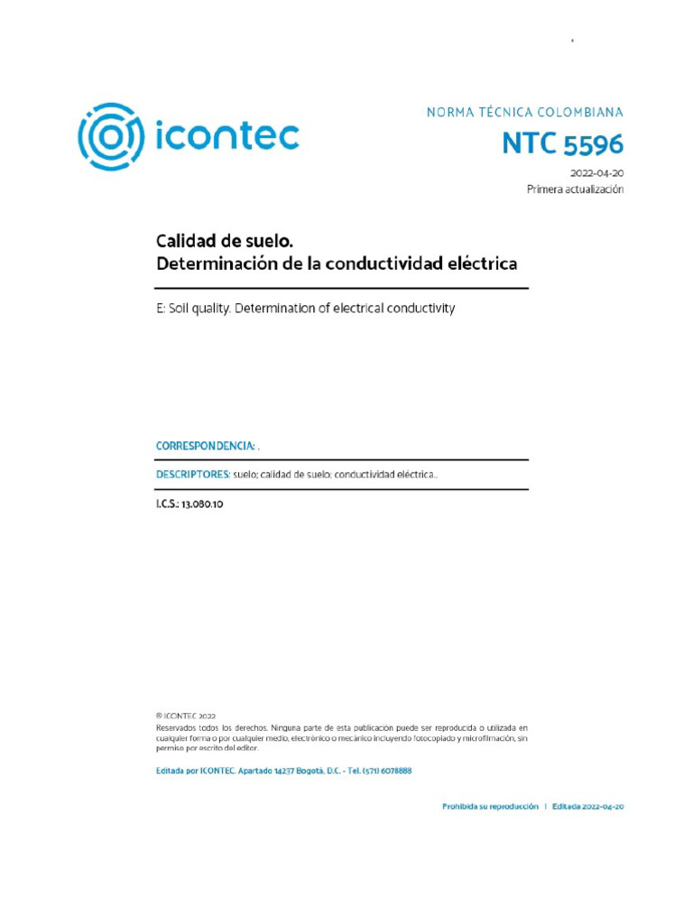 NTC 5596. Determinación de La Conductividad Eléctrica | PDF