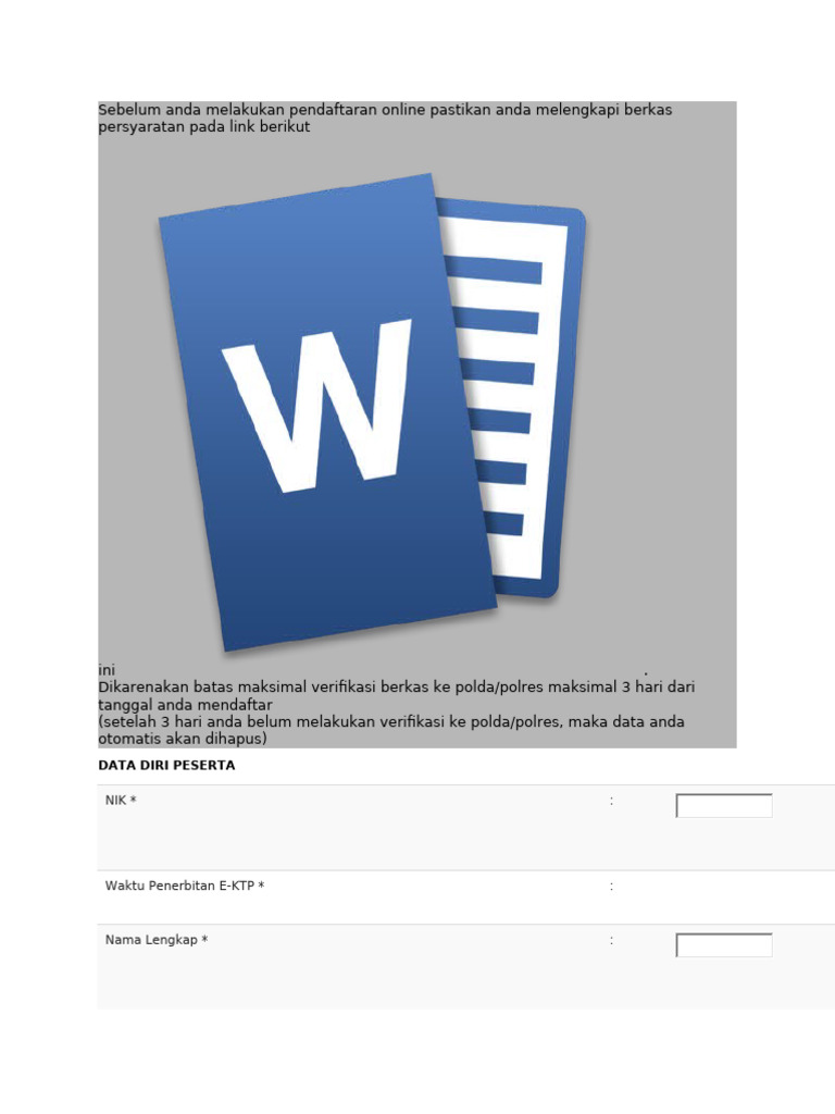 Sebelum Anda Melakukan Pendaftaran Online Pastikan Anda Melengkapi Berkas Persyaratan Pada Link ...