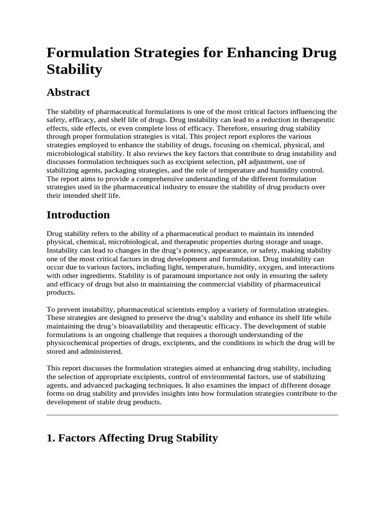 Formulation Strategies For Enhancing Drug Stability | PDF ...