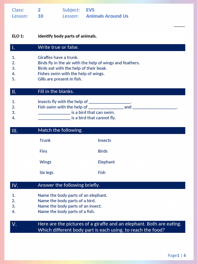 C2_EVS_TRX_L10_ANIMALS-AROUND-US | PDF | Pet | Fish