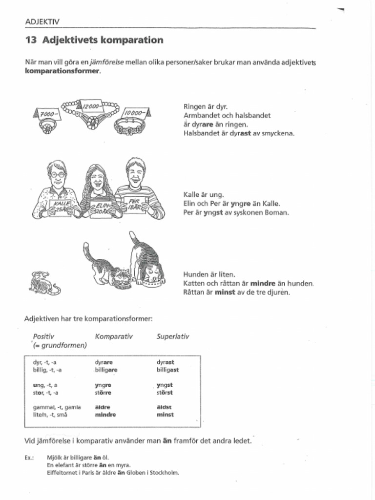 Komparera Adjektiv | PDF