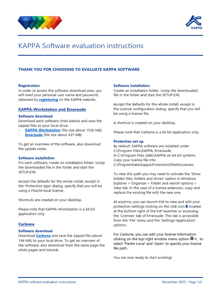 KAPPA Software Evaluation Instructions | PDF | Computer File ...