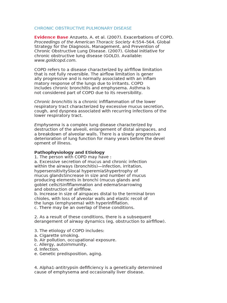 COPD | PDF | Chronic Obstructive Pulmonary Disease | Bronchitis